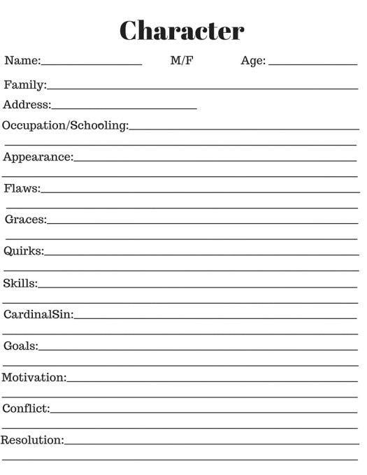 Character Information Sheet